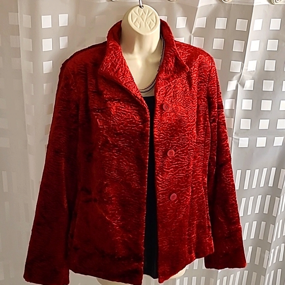 Siena Studio | Jackets & Coats | Red Faux Fur Jacket | Poshmark